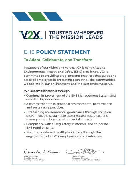 Environment, health, and safety policy statement - V2X