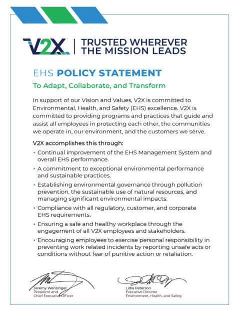 Environment, health, and safety policy statement - V2X